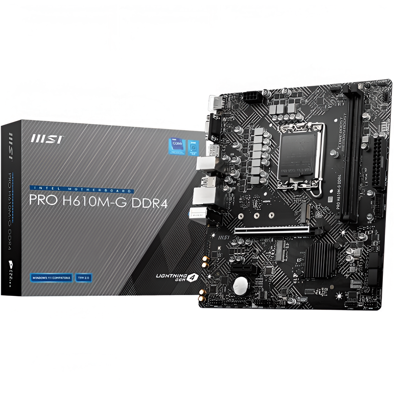 Материнская плата MSI PRO H610M-G DDR4 (LGA1700/H610/2xDDR4/PCI-Ex16/M.2/SB7.1/GLAN/DisplayPort/HDMI/VGA/mATX)