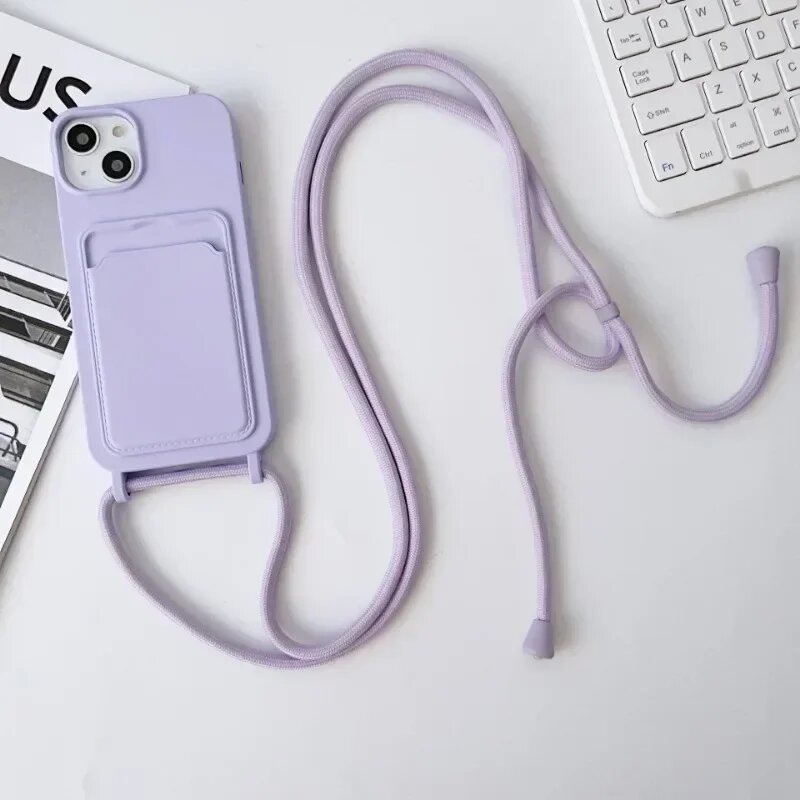 Мягкий Силиконовый Чехол С Ремешком Для iPhone Pro Max Фиолетовый, Purple, IPhone 14 Pro