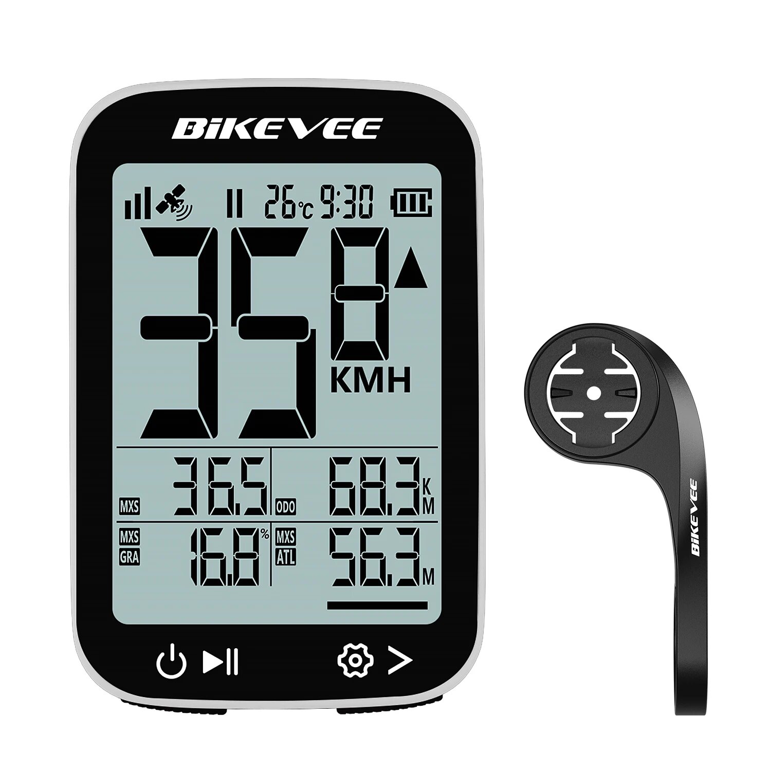 Bikevee велокомпьютер GPS, черный/белый, Color: Black White-2