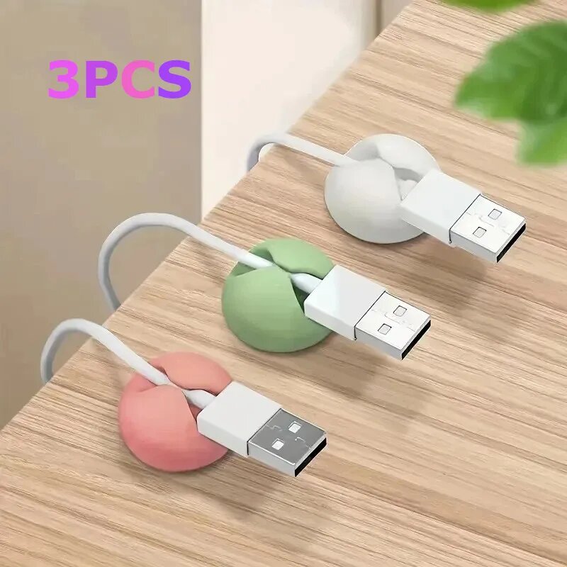 Набор из 3 силиконовых самоклеящихся держателей для кабелей, органайзер для проводов на рабочий стол, клипсы для зарядных кабелей, держатели для проводов для стола, автомобиля, дома