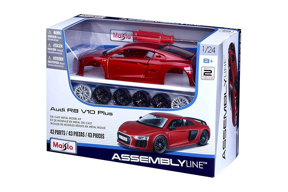 Модель сборная MAISTO Audi R8 V10 plus / ауди Р8 красный (сборка без клея)