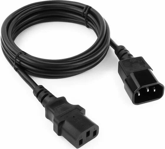 Кабель питания системный блок-монитор Cablexpert 1.8м C13-C14 VDE 3х0.75мм2, 10А с заземлением, 1.8м, черный, пакет PC-189-VDE