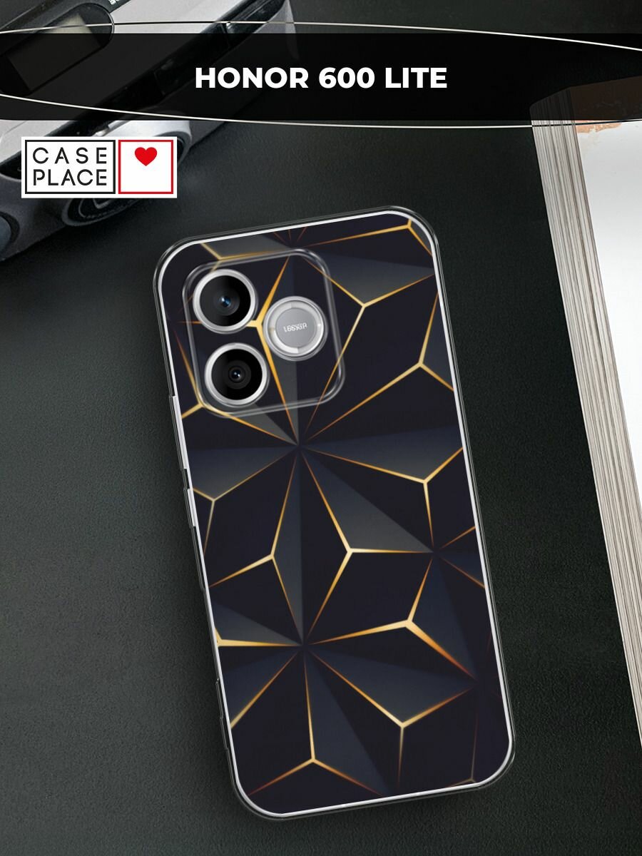 Чехол на Honor 600 Lite / Хонор 600 Лайт с принтом Черные полигоны