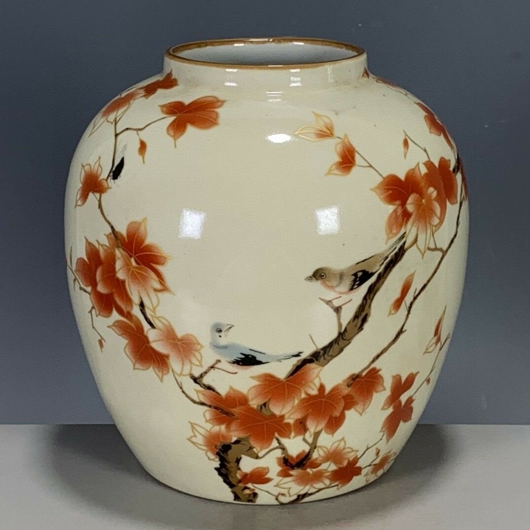 Винтажная ваза "Jingdezhen Pink Crane", керамика, напольная, 15х13 см
