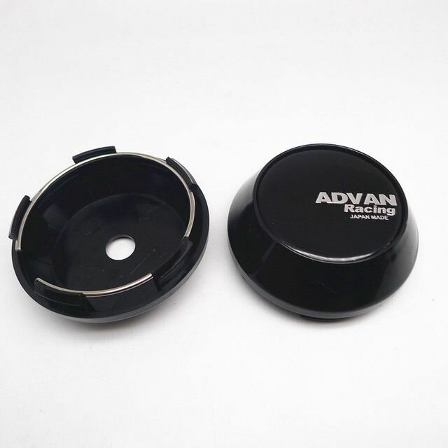Колпачки на литые диски 60/55 мм Advan Racing — универсальные заглушки из ABS+алюминий, набор 4 штуки, 100% новые