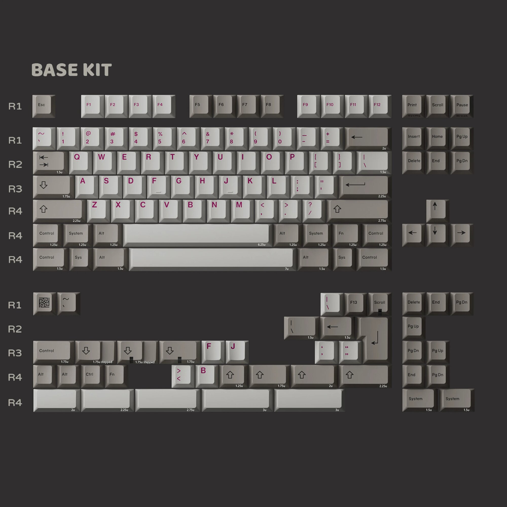 Клавиатурный набор PBTfans 6085 Cherry Profile Base Kit