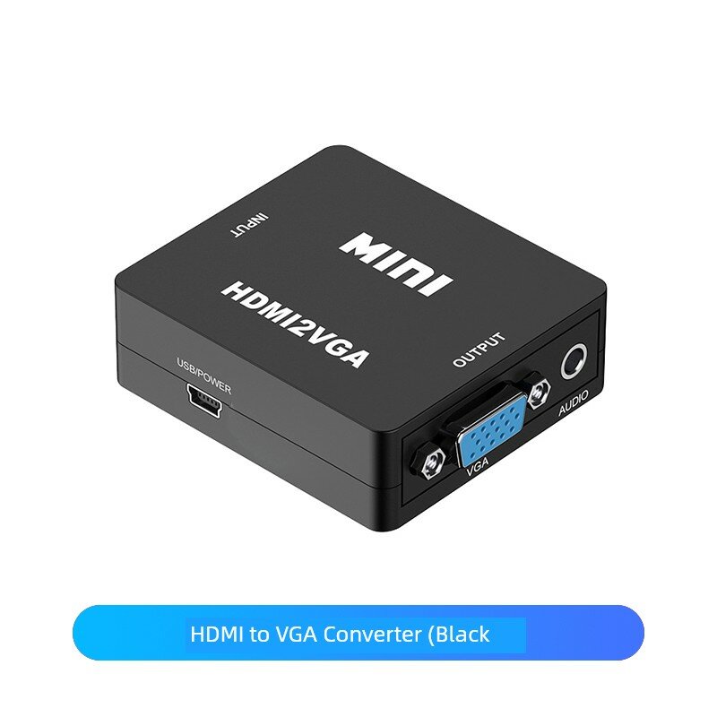 Преобразователь HDMI в VGA Черный цвет 0,5 м кабель для подключения монитора ПК и проектора