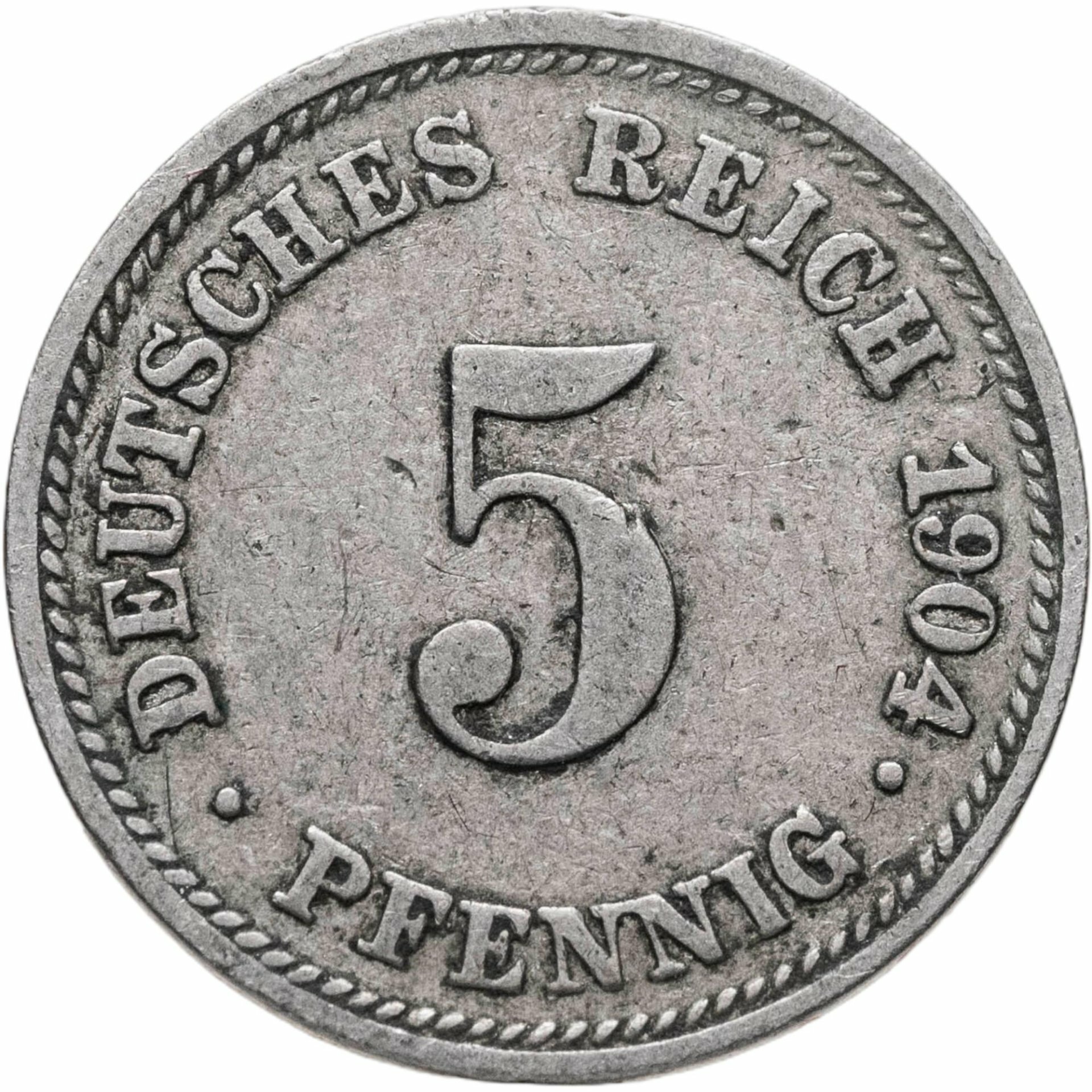 Германия 5 пфеннигов (pfennig) 1904 D знак монетного двора: "D" - Мюнхен
