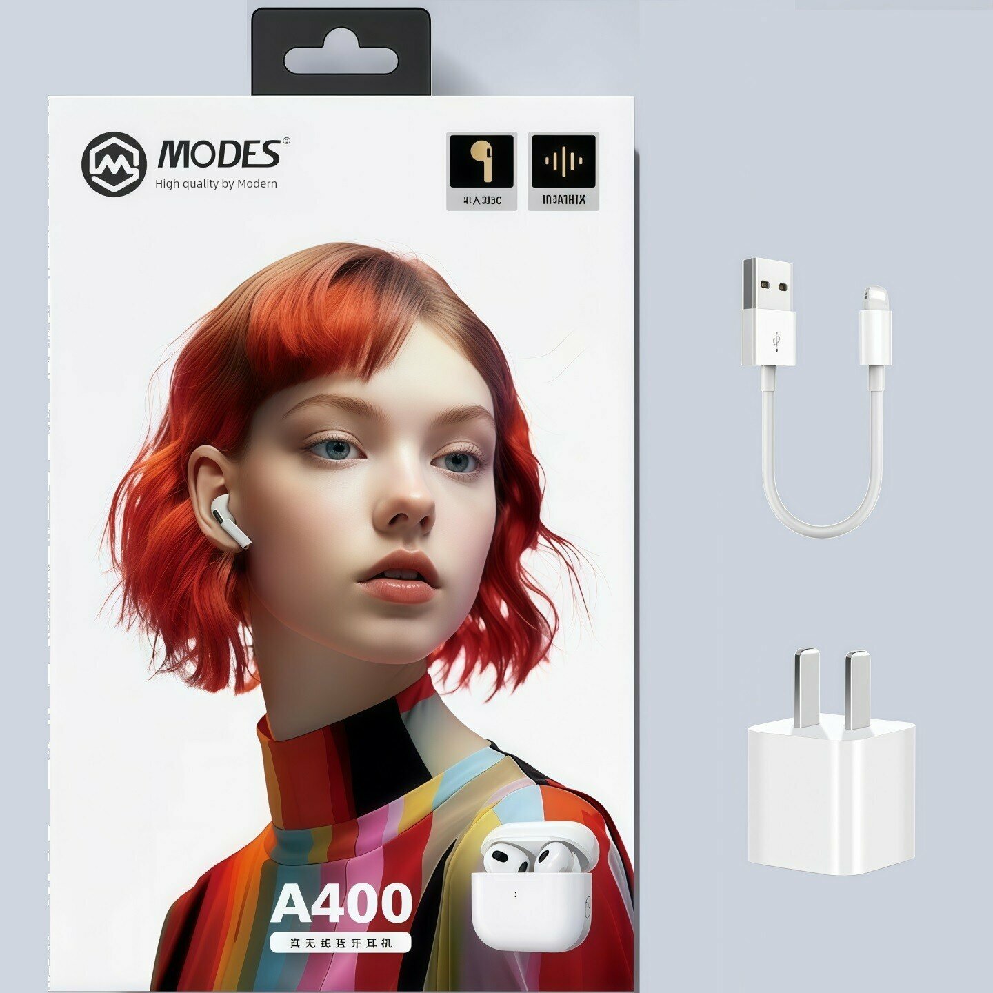 Modern Style A400 Беспроводные наушники Bluetooth с вкладышами ENC шумоподавлением и басом, долгий срок службы, белый с