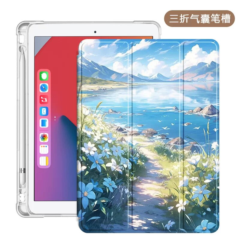 Защитный чехол для iPad mini 7 с поворотным слотом для ручки 360° и узором «Горная тропа», совместимый с Apple iPad