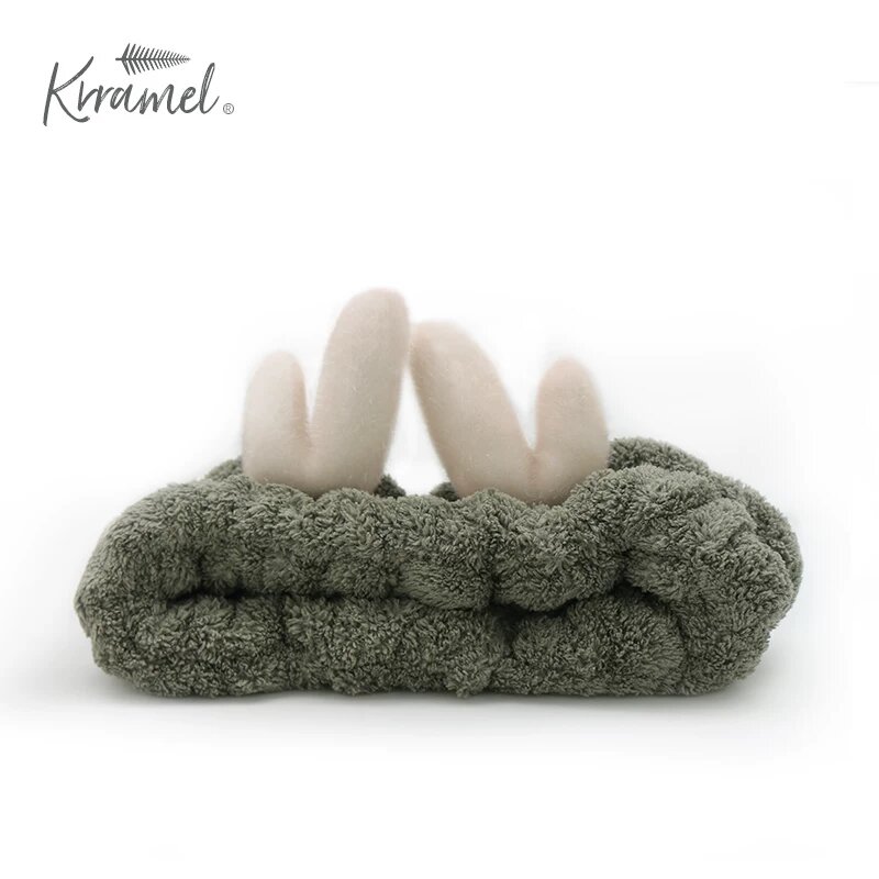Повязка для волос KRRAMEL: для макияжа, снятия макияжа, умывания и купания (женская) Оливково-зелёный «Antler»