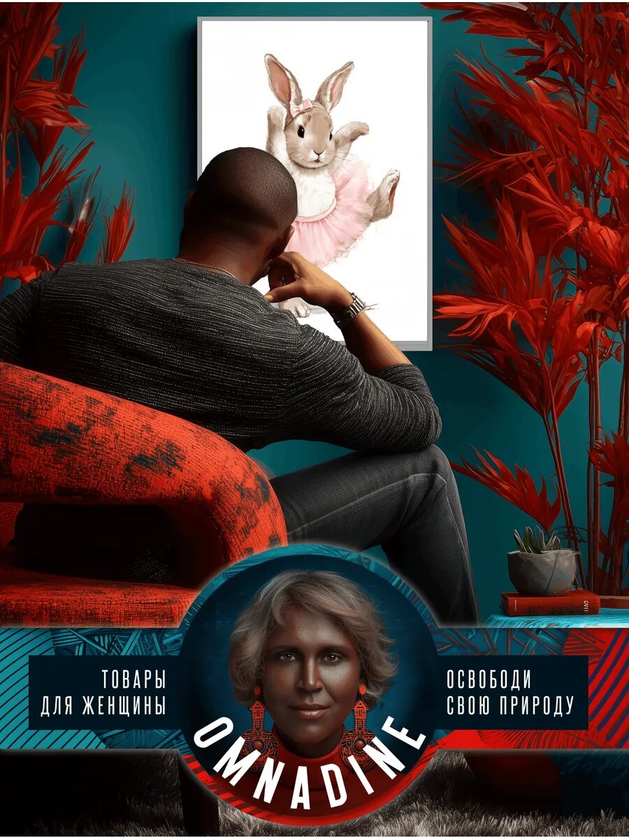 Иллюстративный постер кролик балерина для детской