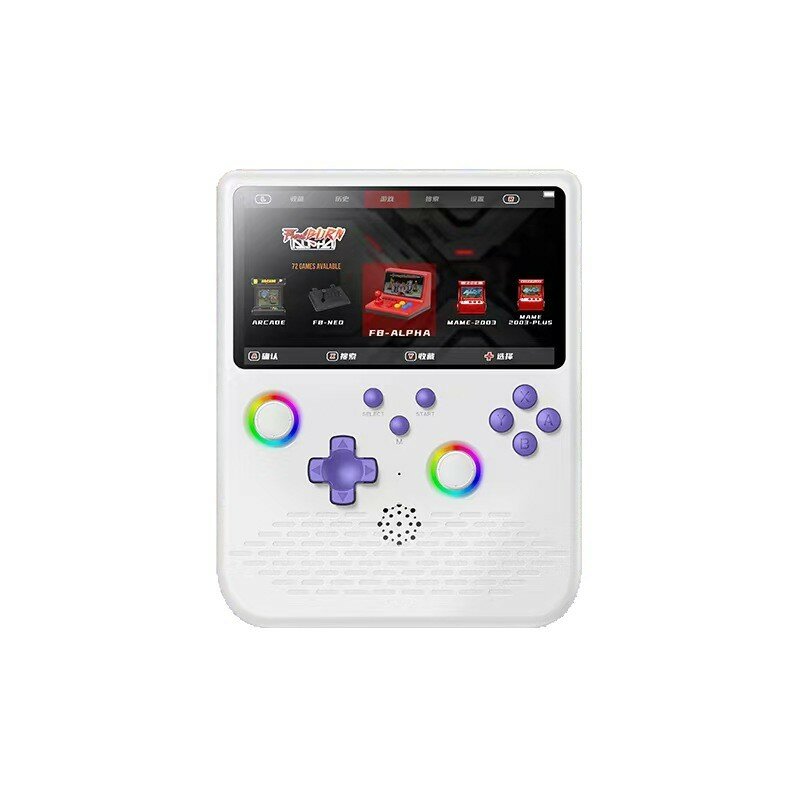 Портативная ретро-консоль, IPS экран 5 дюймов, RK3506 чип, эмуляторы 34 шт, RGB подсветка, 10 часов работы, 4000мАч