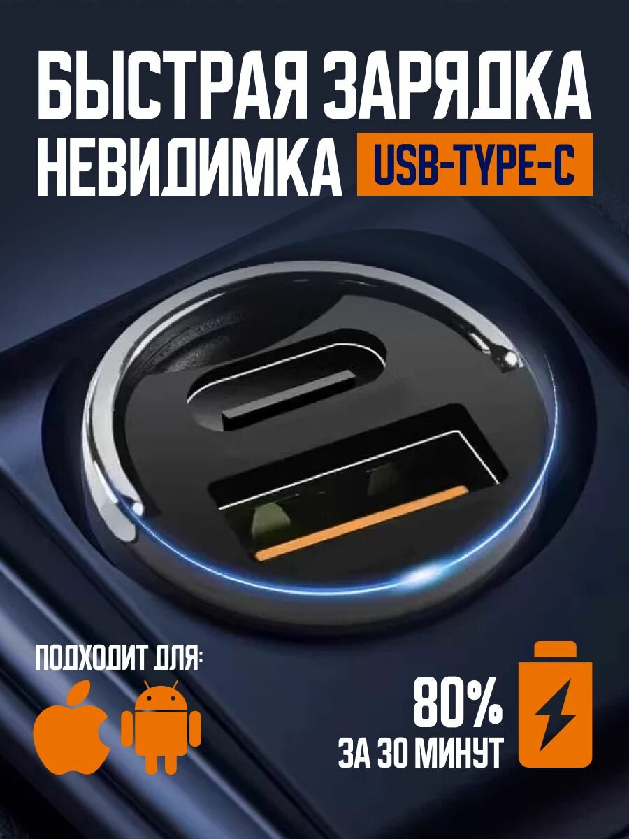 Автомобильное зарядное устройство в прикуриватель / Быстрая зарядка для телефона