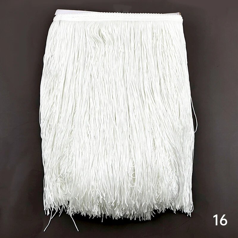Белая тесьма с бахромой 20см-5Yards, No.16