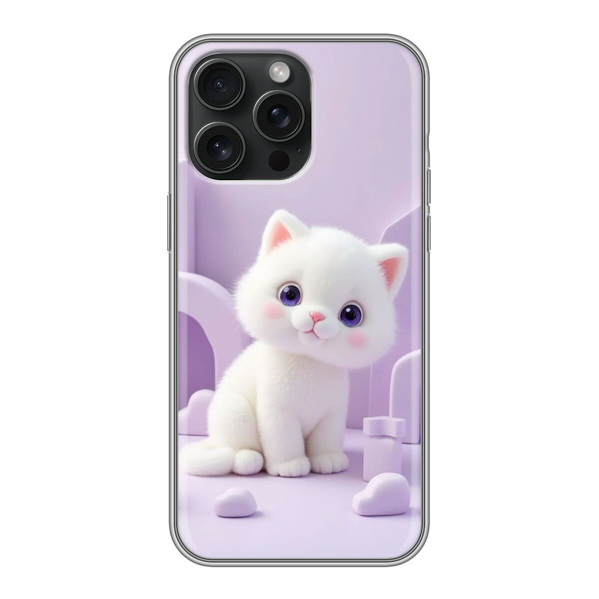 Чехол для Iphone 15 Pro Max с принтом для девочек с котиком (Айфон 15 Про Макс)
