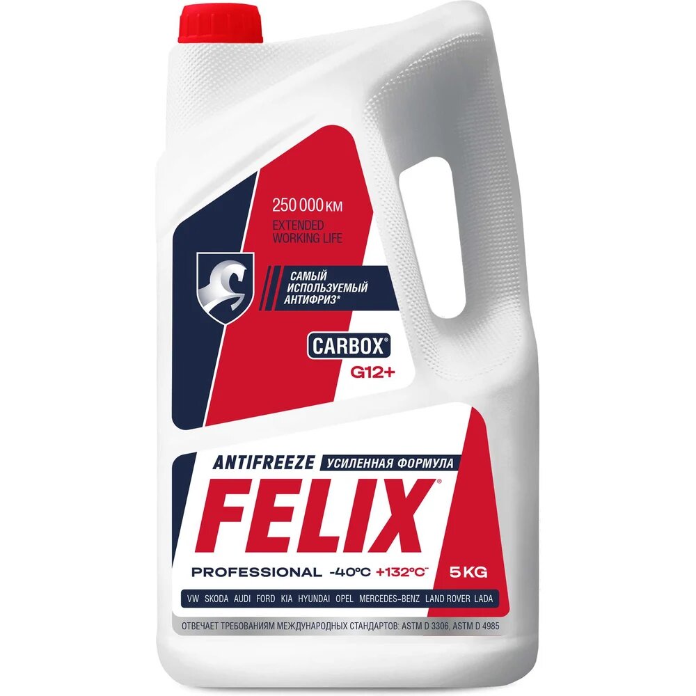 Антифриз FELIX CARBOX, G-12+, акарбоксилатный, канистра, красный, 5 кг