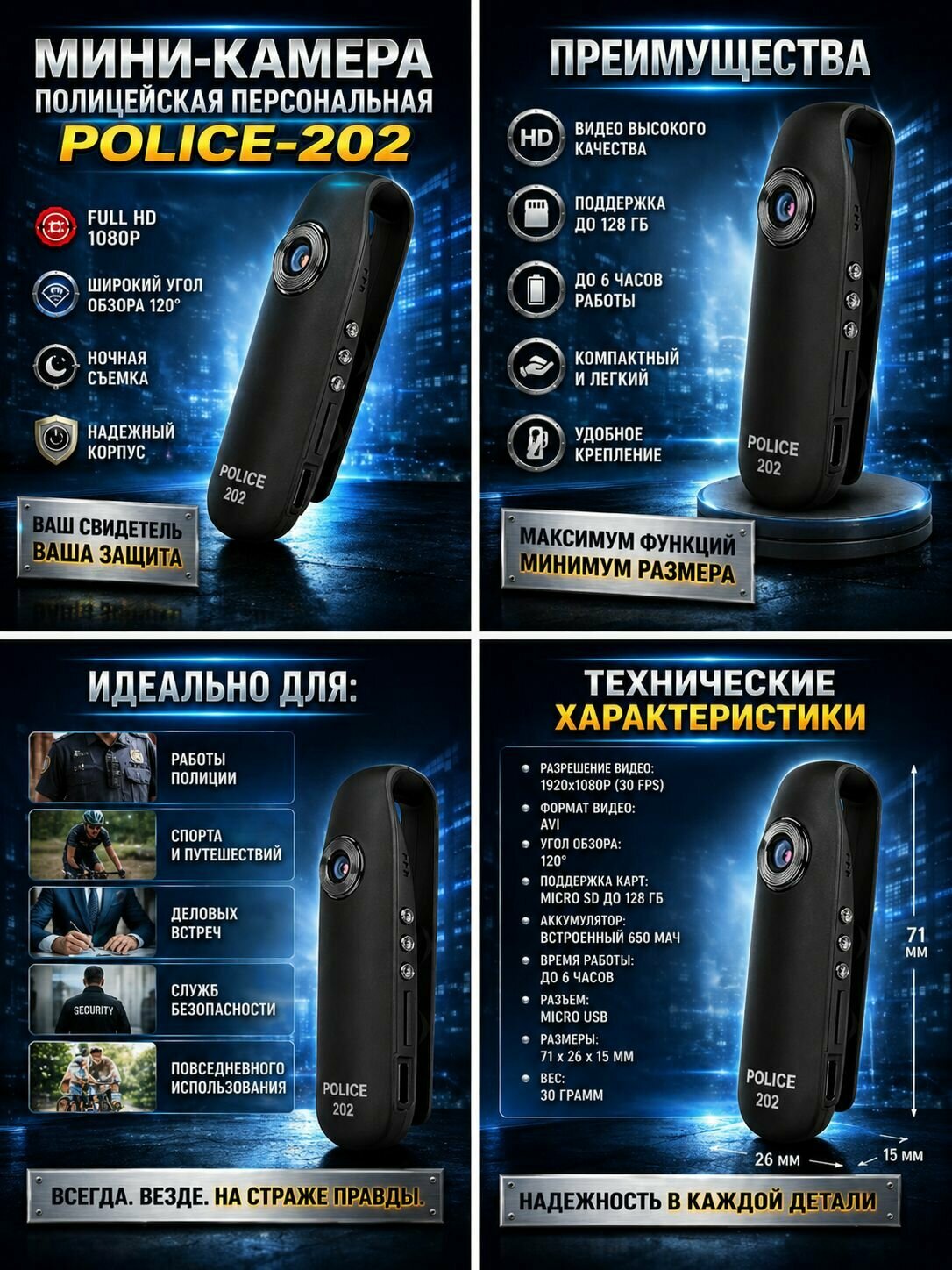 Мини-камера диктофон Police-202