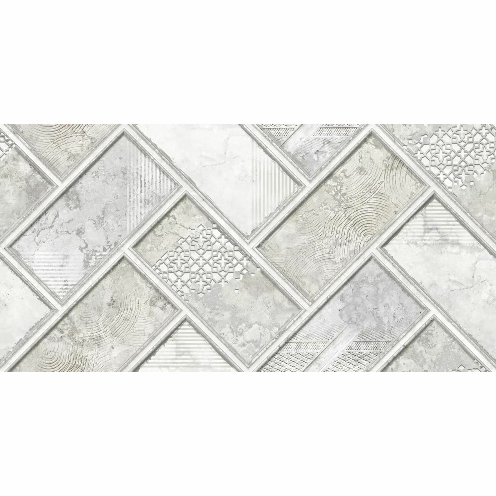 Керамическая плитка Eurotile Padma Decor Luster 30х60 см серая под камень рельефная для стен