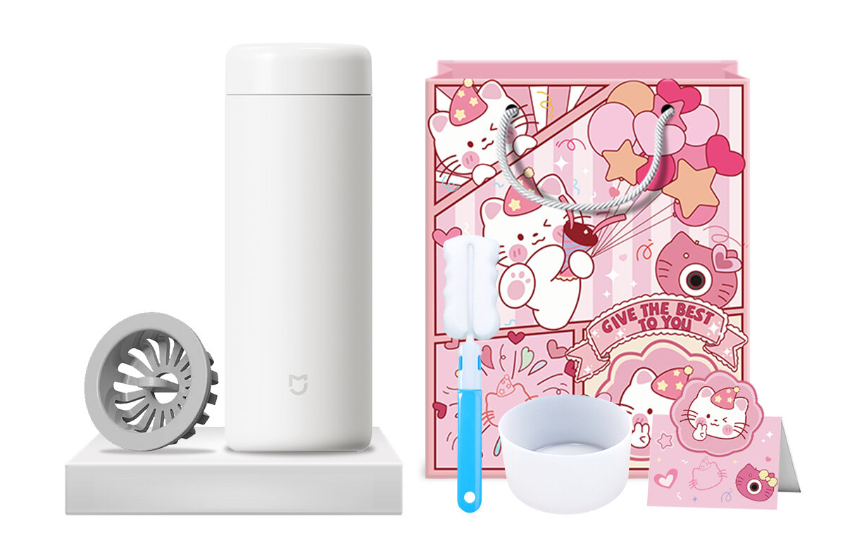 Термокружка унисекс Xiaomi Mi Home Mini, 350 мл, White, Adorable Cat Load Set