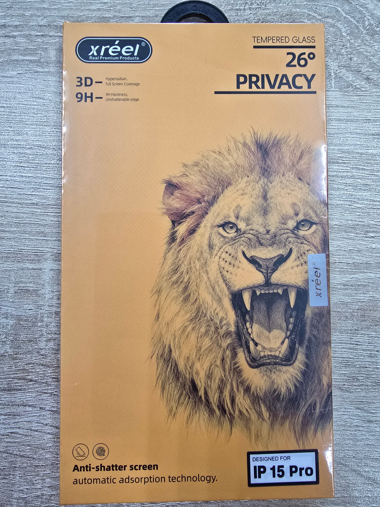 Защитное стекло Антишпион для iPhone 15 Pro (6.1"), Xreel Privacy X26, 3D/9H, с рамкой, 0.3 мм