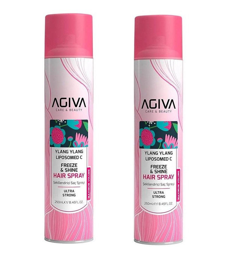 Лак AGİVA для укладки волос Ylang Ylang Lıpozom C Pro Care, 250 мл - 2 штуки