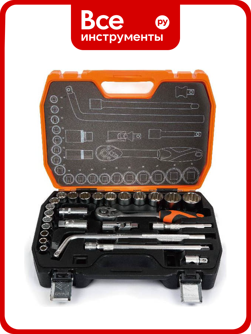 Набор инструмента с трещоткой KENDO 1/2" 26 шт. 90565