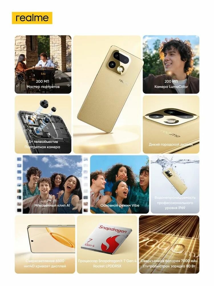 Realme Смартфон Realme 16 Pro+ NFC 8/256 Gray Ростест (EAC) 8/256 ГБ, Nano-SIM, серый — фото 1