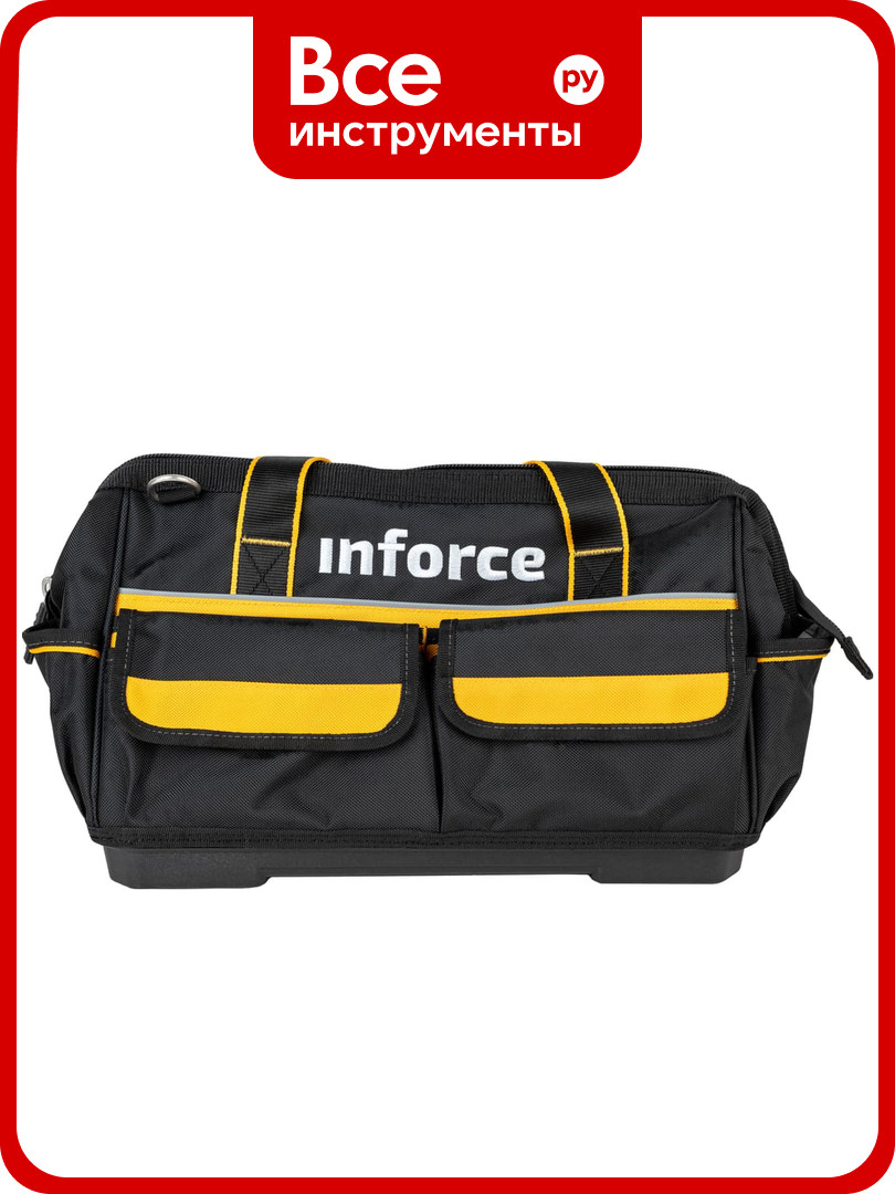 Открытая сумка 16" Inforce 11-25-11, подвешивания, из брезента, черный однотонный, с наплечным ремнем и пластиковым дном