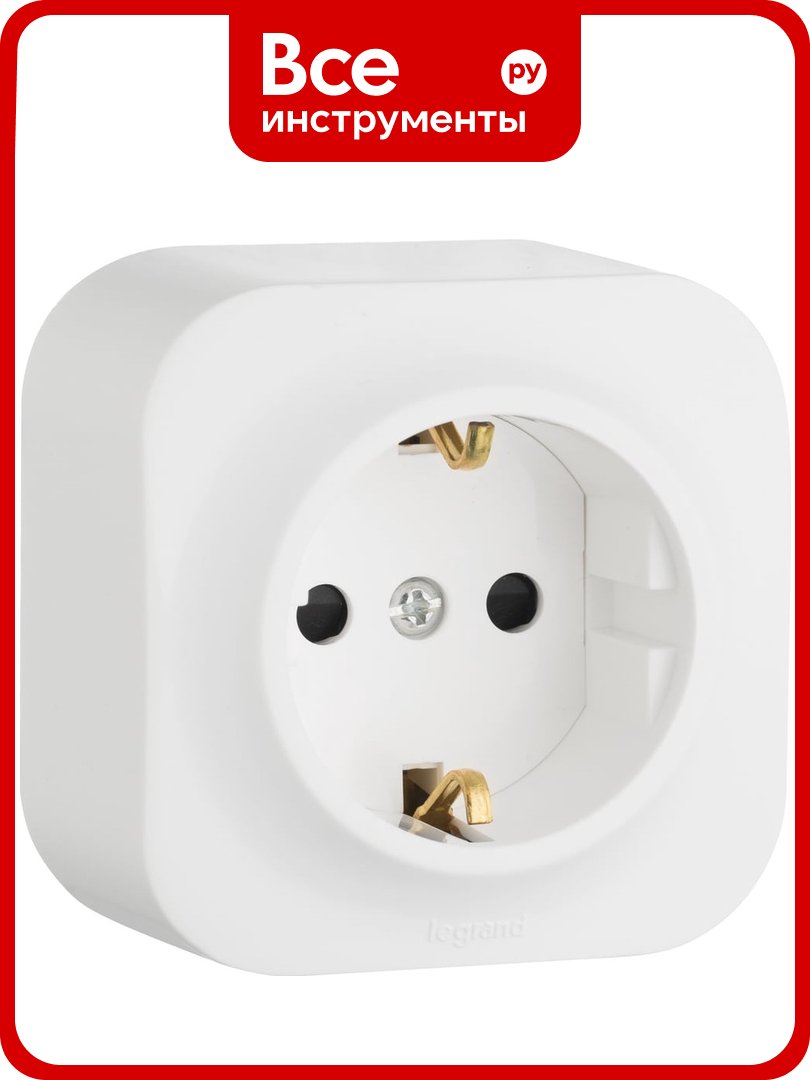 Розетка Legrand с заземлением Legrand Quteo без шторок IP20 16А 250В винтовые зажимы накладной монтаж белый