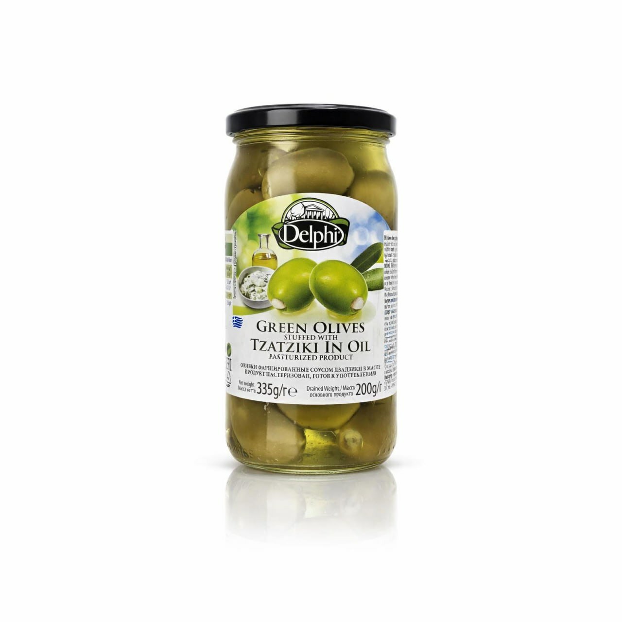 Оливки фаршированные соусом "Дзадзики", в масле, 335 г