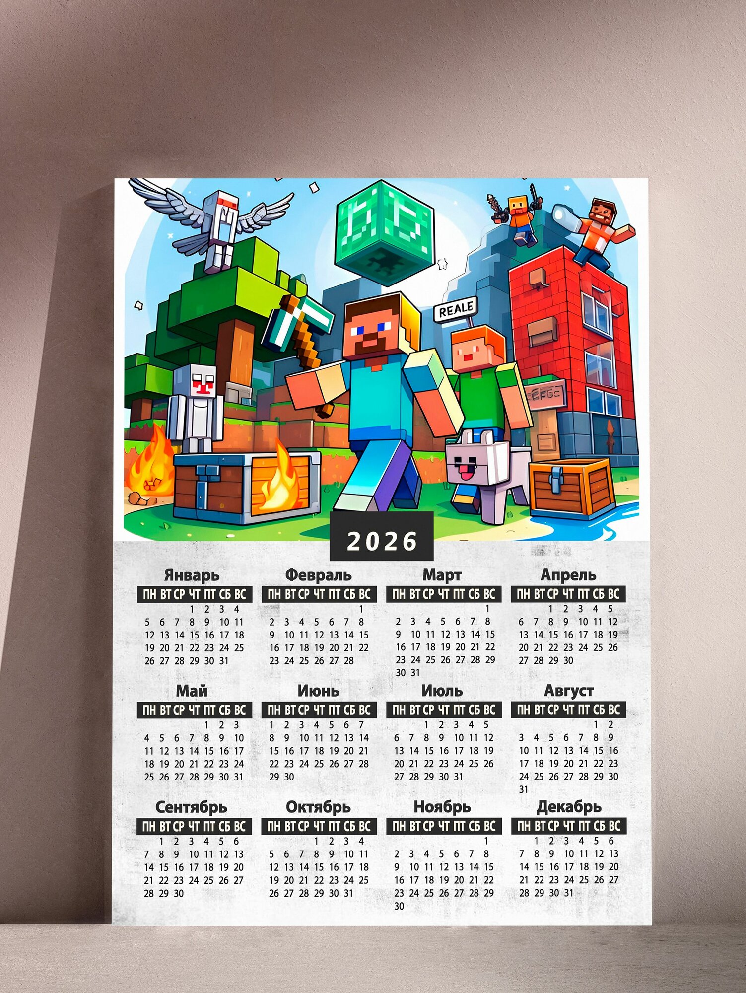 Календарь 2026 Майнкрафт Minecraft