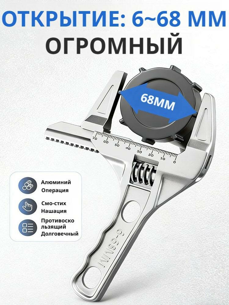 Ключ разводной, сантехнический, с тонкими губками