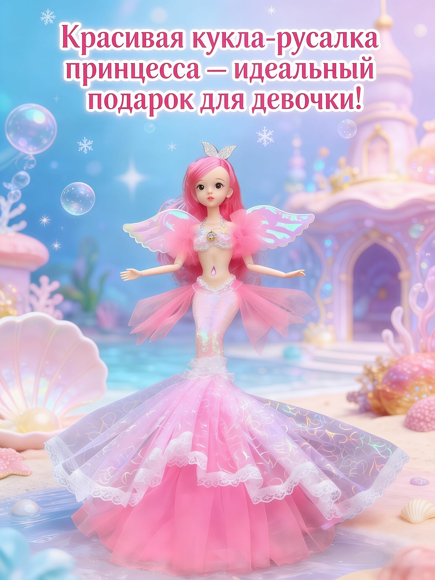 Красивая кукла-русалка Принцессы для девочек в подарок на детский день рождения
