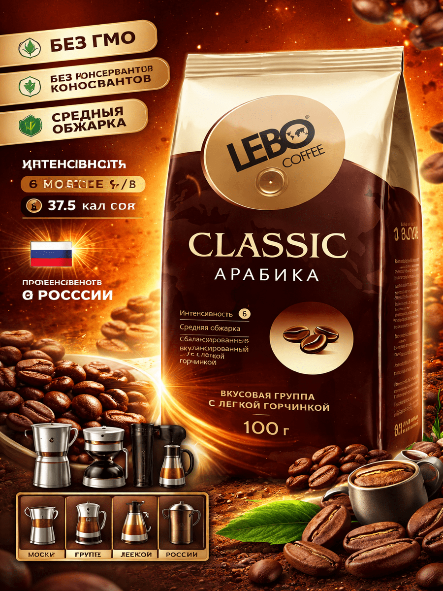 Кофе Lebo Classic в зернах, 1кг