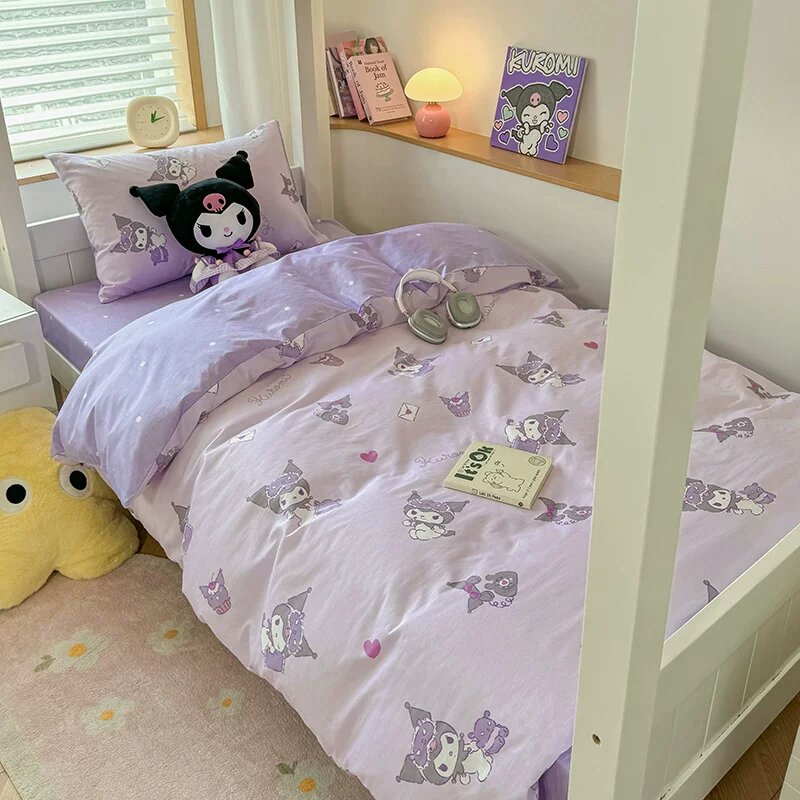 Набор постельного белья Sanrio с изображением Куроми, маленький размер, 4 предмета, для детей и студентов, из чистого