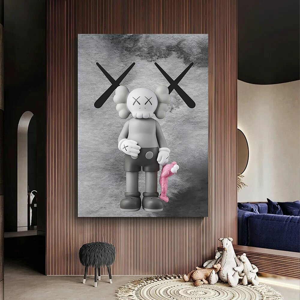Интерьерная картина ВсеКартины. тут Kaws, 50x70 см, холст, на подрамнике, крепление "крокодил", упаковка