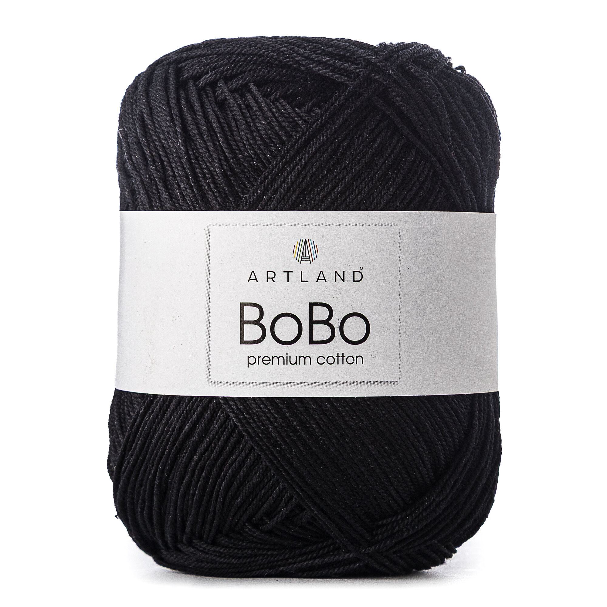 Пряжа для вязания BoBo Premium Cotton Artland 2 мотка (225 м, 50 гр), цвет 72 чёрный