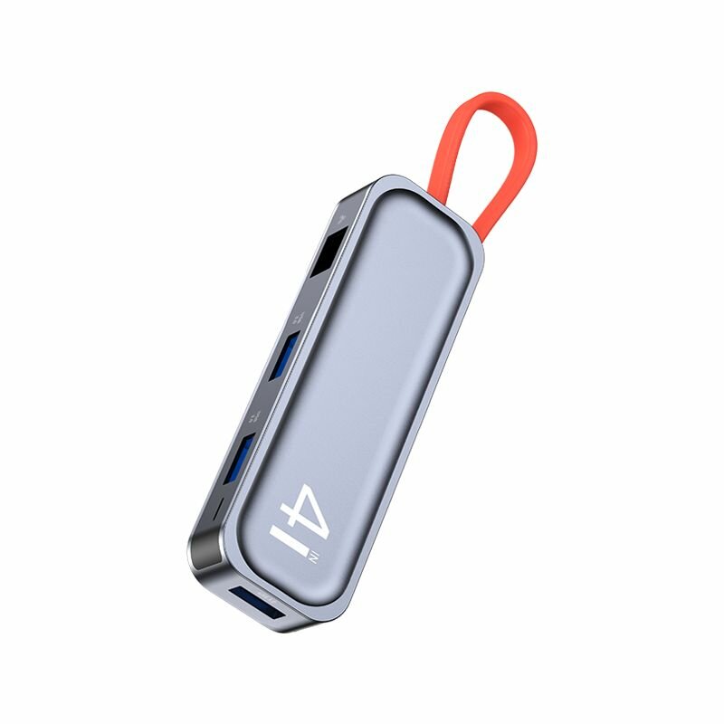 Многофункциональный хаб Rock TR05 4 in 1 Type-C to RJ45 Multi-function Docking Station серый