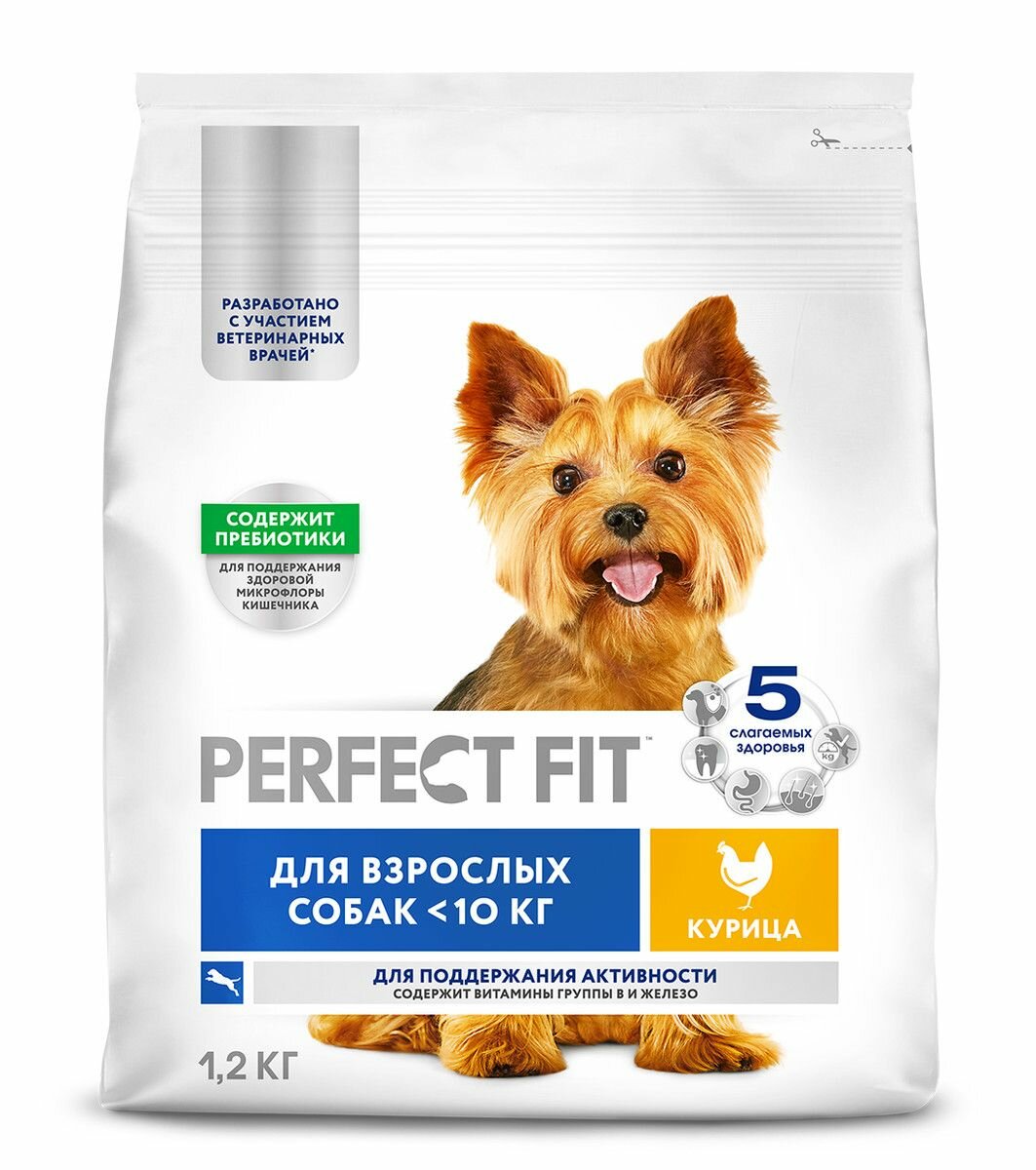 Perfect Fit Корм сухой для собак мелких и миниатюрных пород старше 1 года курица, 1.2 кг