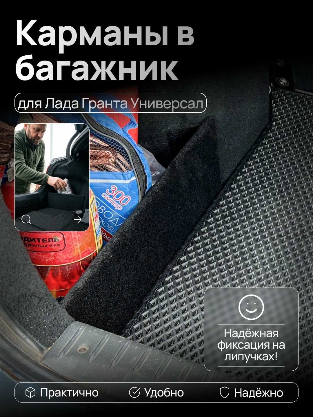 Органайзеры - карманы в багажник для Lada Granta / Лада Гранта Универсал (2018-2026 г. в.)