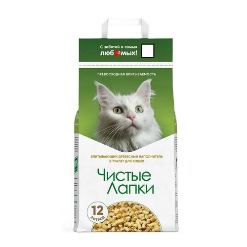 Чистые лапки Наполнитель для кошачьего туалета Древесный 4,5 кг