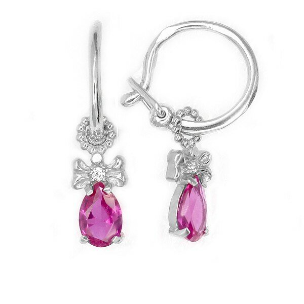 Серьги, серебро, 925 проба, родирование, кристалл, фианит