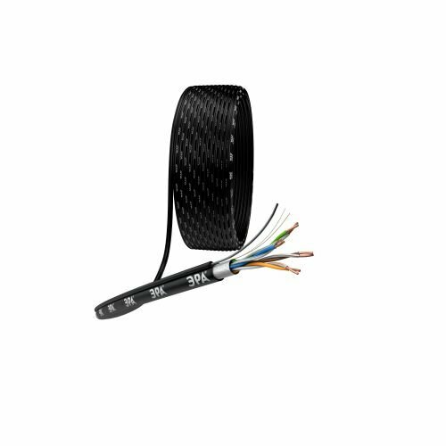 Кабель витая пара F/UTP кат.5E 4х2х24 AWG CU PE+трос OUTDOOR (уп.305м) Эра Б0044690