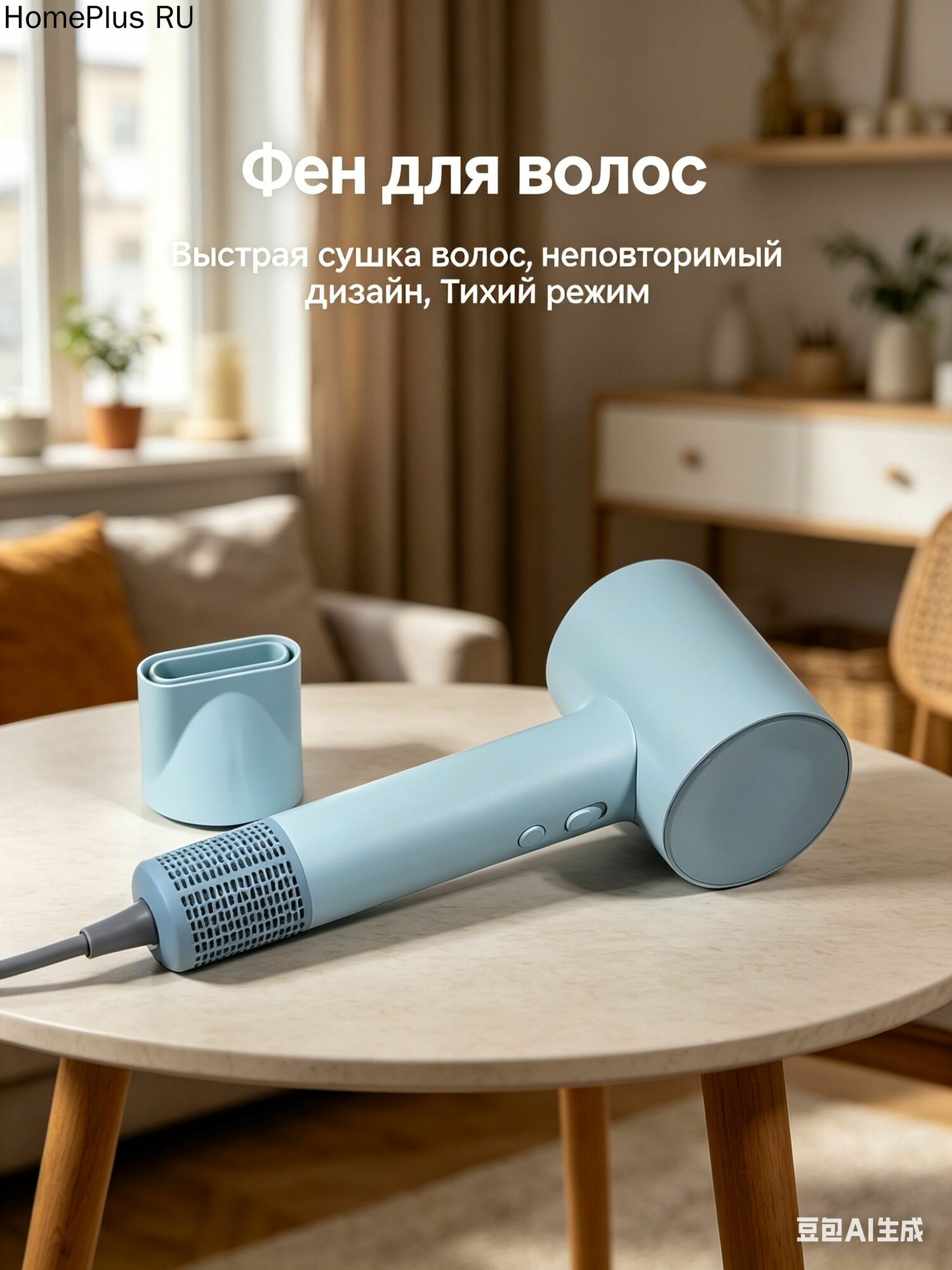 Легкий высокоскоростной фен для волос с 2 режимами и 3 цветной подсветкой, компактный, для быстрой сушки волос