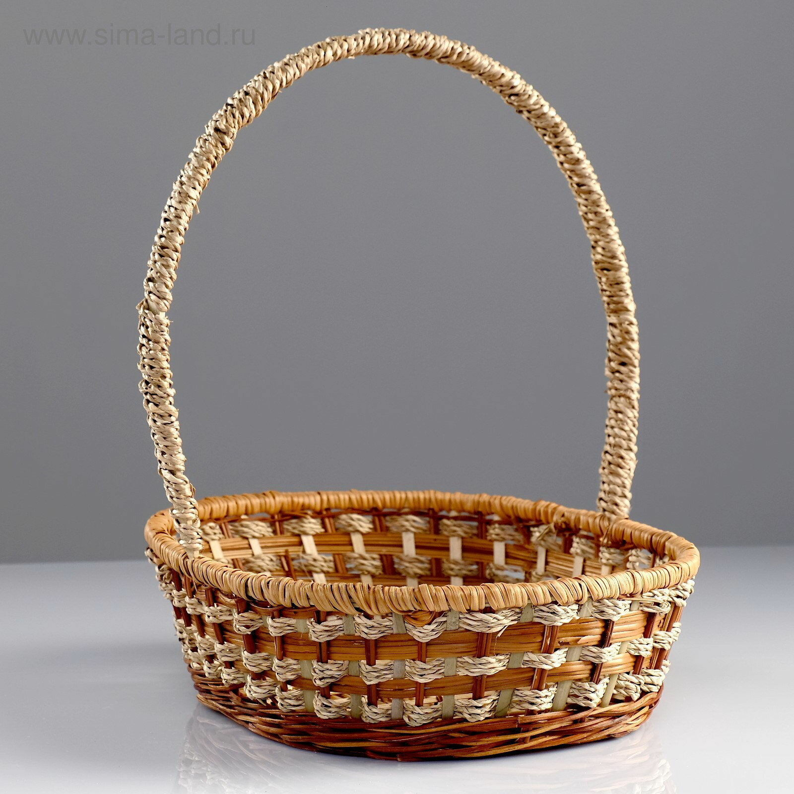 Корзина плетёная для хранения, 25x32x8 см, ручка h=26 см, ротанг, сыть