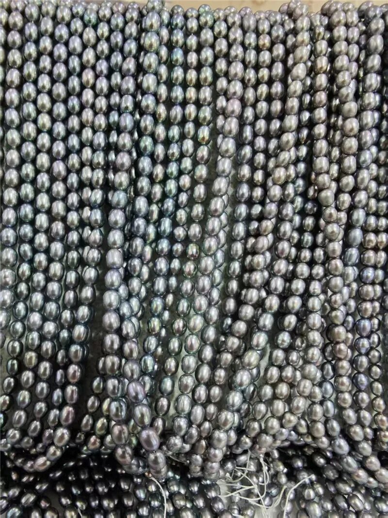 Название товара wholesale 2 шт. Новая мода Простые натуральные рисовые бусины в форме 4-5 мм AAA с черным жемчугом DIY 15 дюймов Код товара