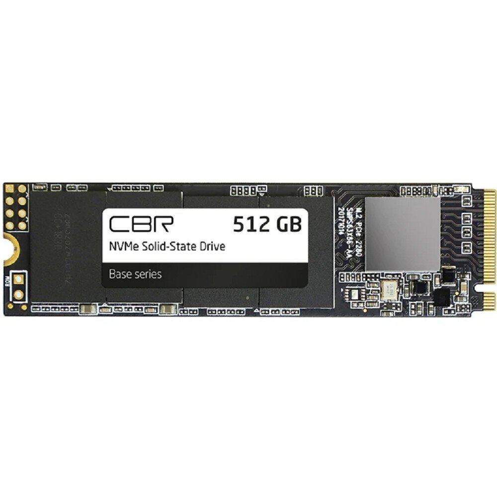 Накопитель CBR SSD-512GB-M.2-BS24b-AIO-V2, Внутренний SSD-накопитель, 512 GB, M.2 2280, PCIe 3.0 x4, NVMe 1.3, 3D TLC NAND Сборка AiO V2