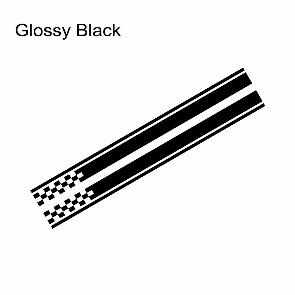 Наклейки на бок авто Glossy Black, полосы с клеткой