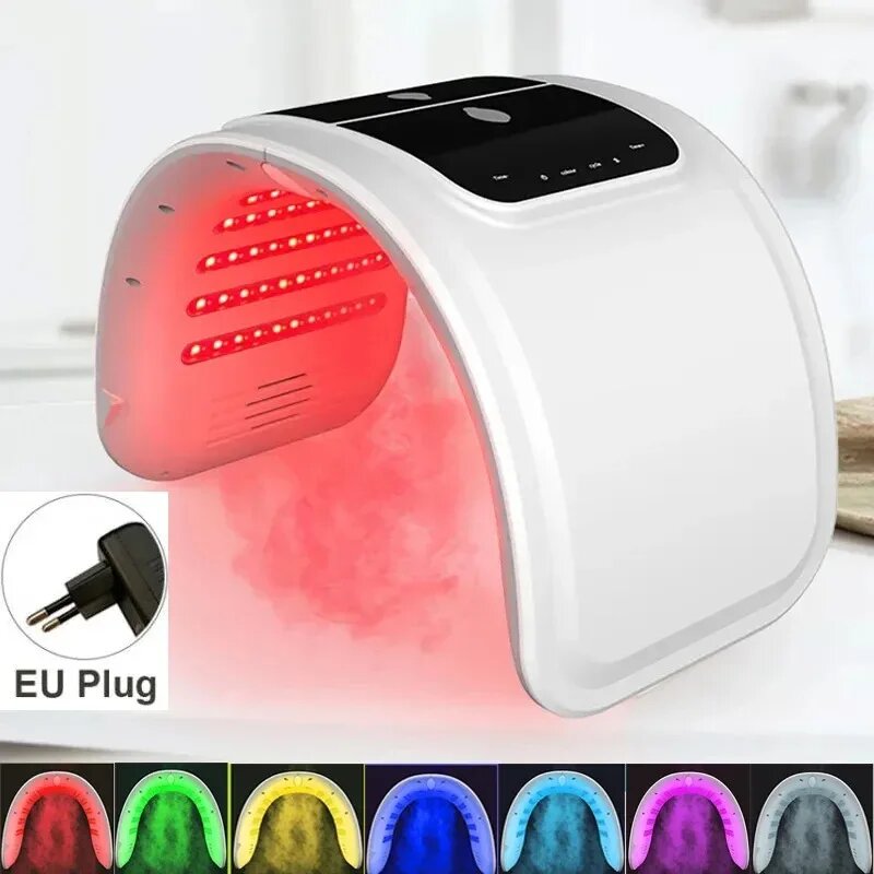LED маска для лица 7 цветов EU Plug с распылителем